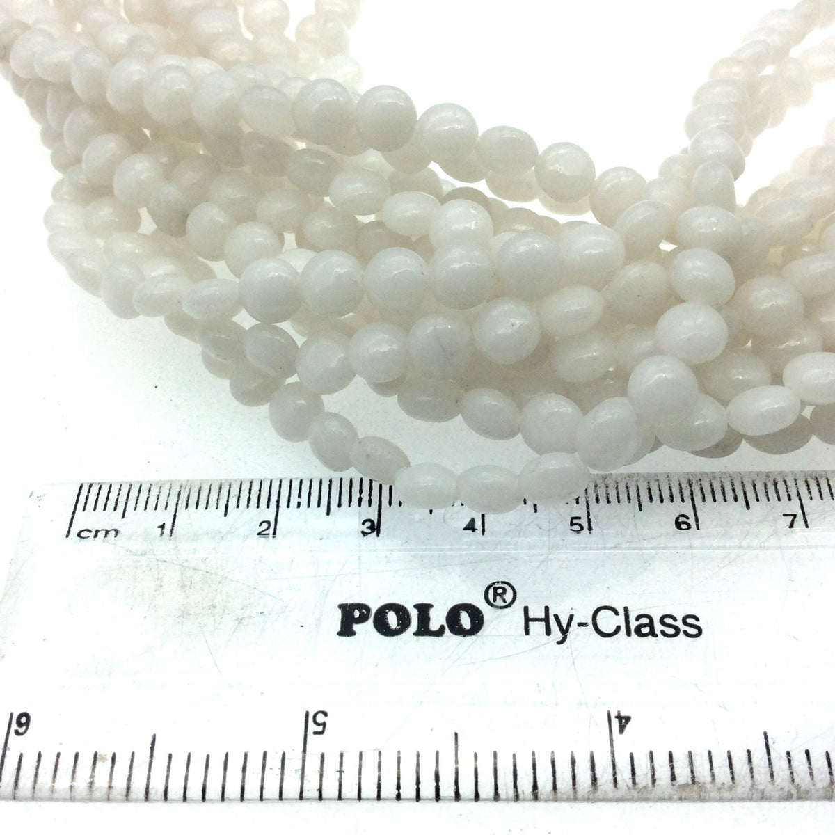 6mm Smooth Cloudy White Jade Coin Shaped Beads with 1mm Holes - 16" St ...