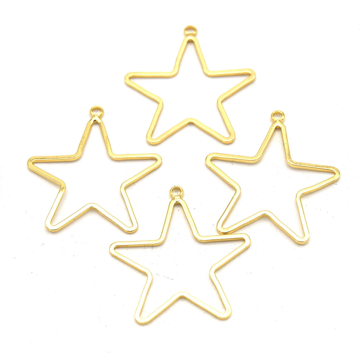 Stars 38mm (4 Pk) Gold Plated Open Star Shaped Pendant/Connector Compo ...