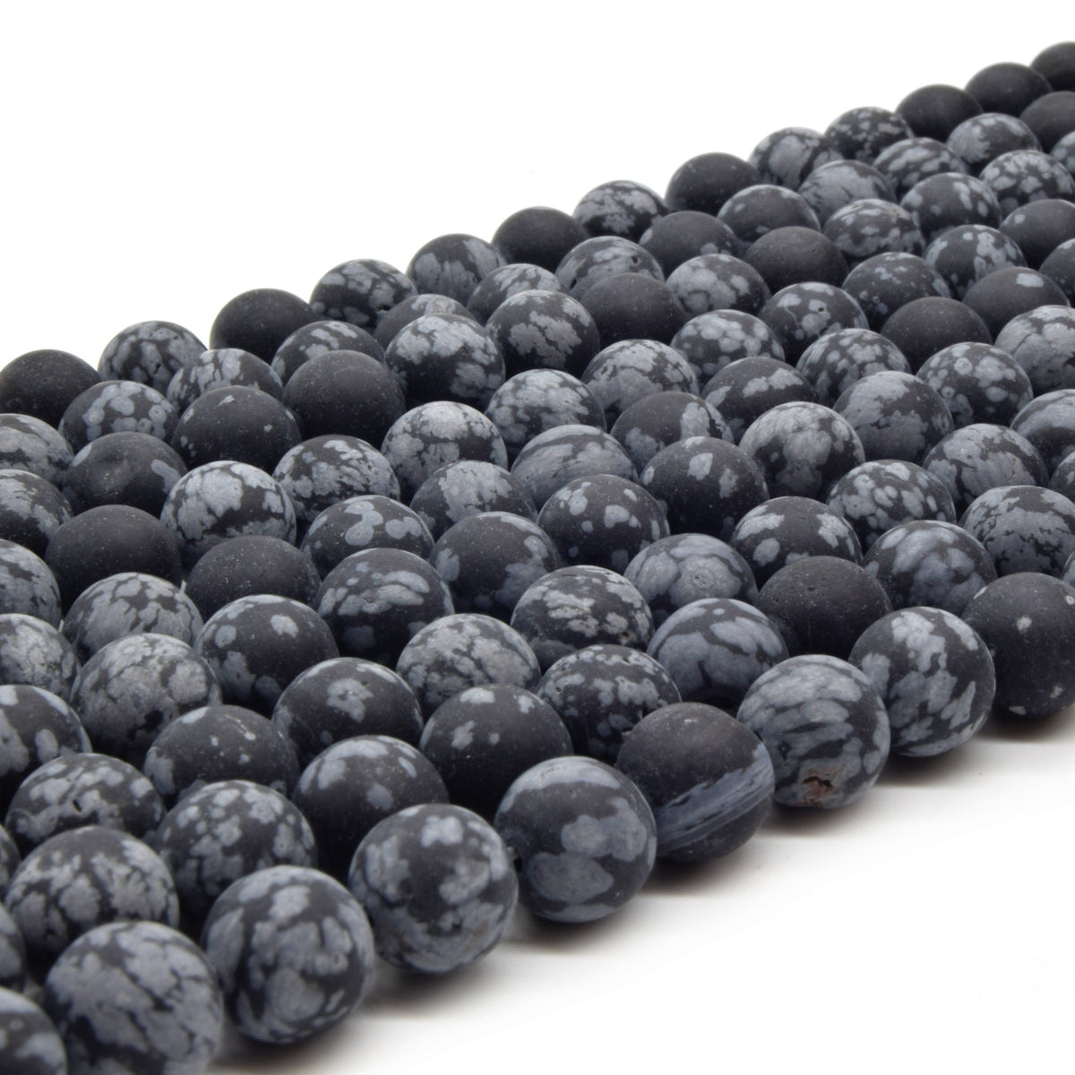 Snowflake Obsidian Beads | Matte Black Snowflake Obsidian Round Beads ...