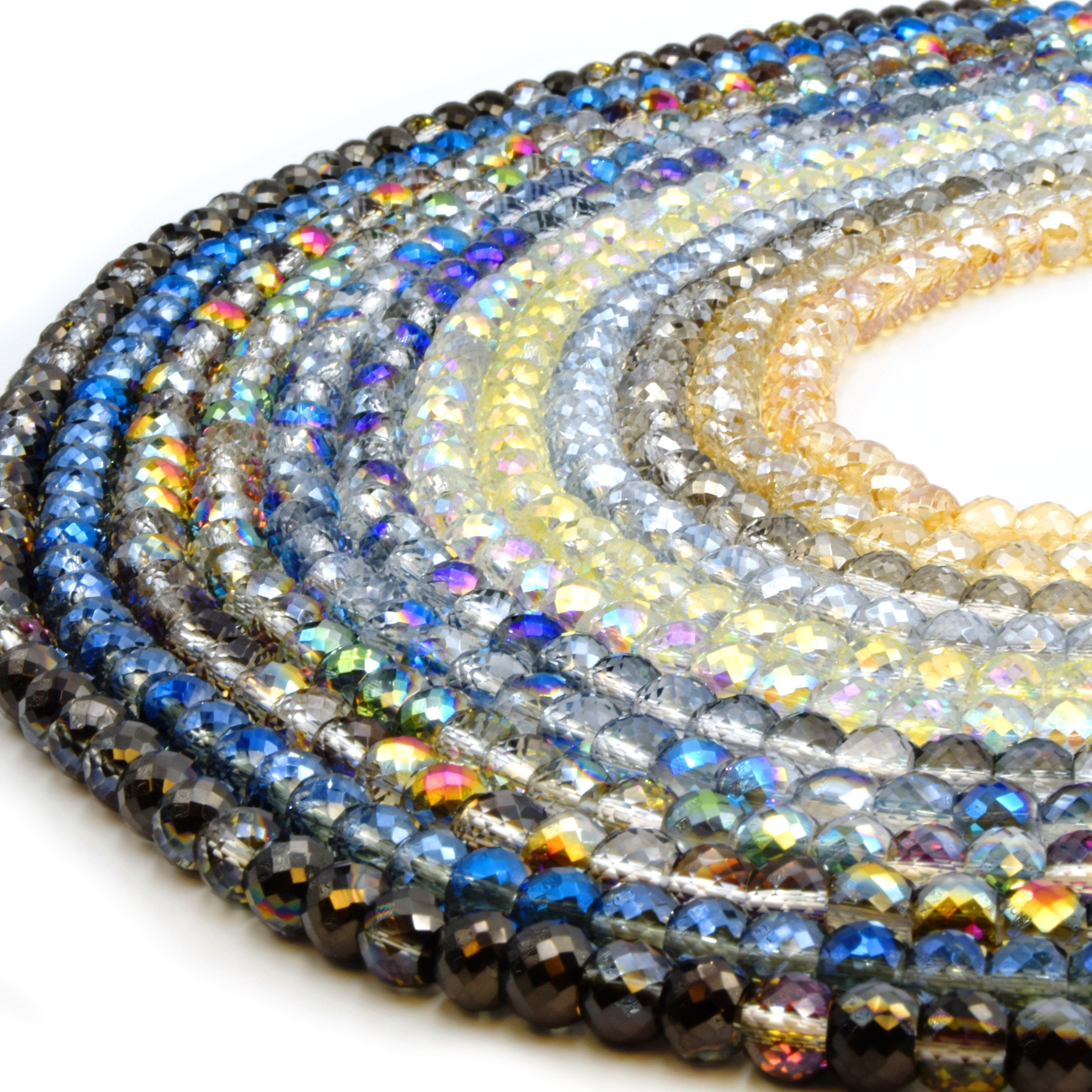 Crystal Beads/ AAA Mystic Micro Faceted Transparent Rondelle Crystal B ...
